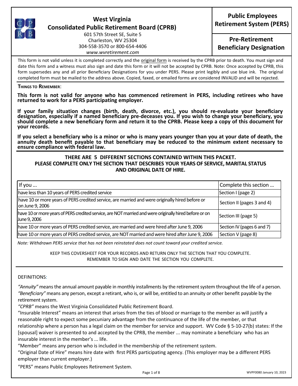 Form WVPF0080 - Fill Out, Sign Online and Download Fillable PDF, West ...
