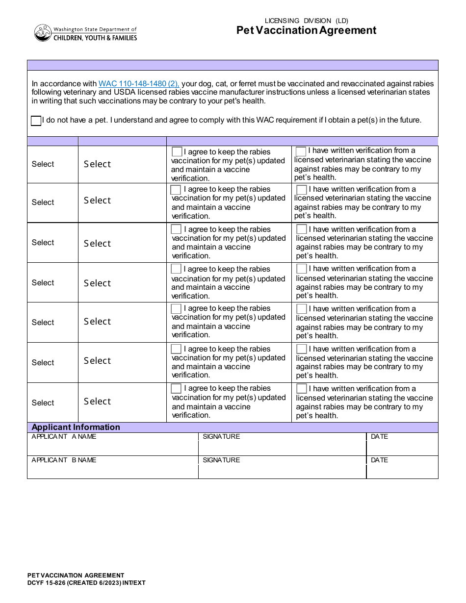 DCYF Form 15-826 - Fill Out, Sign Online and Download Fillable PDF ...