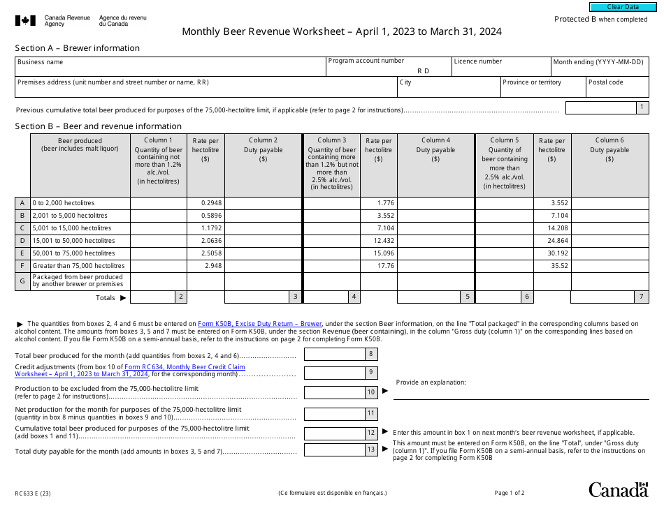 Form RC633 - 2024 - Fill Out, Sign Online and Download Fillable PDF ...