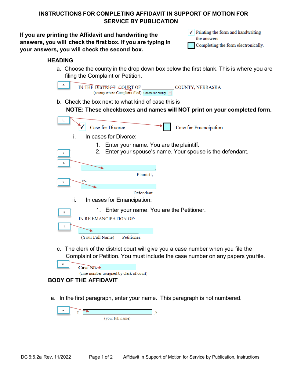 Download Instructions for Form DC6:6.2 Affidavit in Support of Motion ...