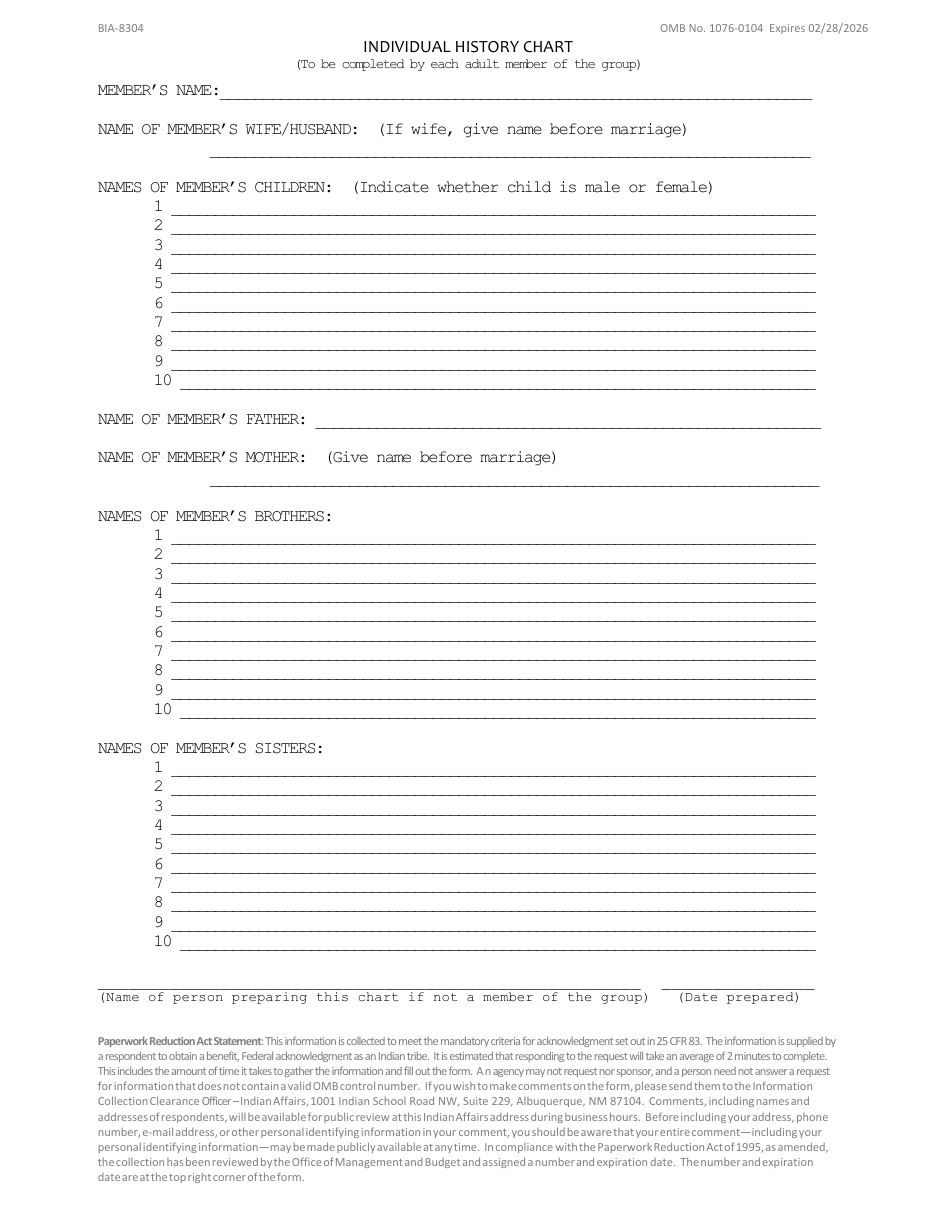 BIA Form 8304 - Fill Out, Sign Online and Download Fillable PDF ...