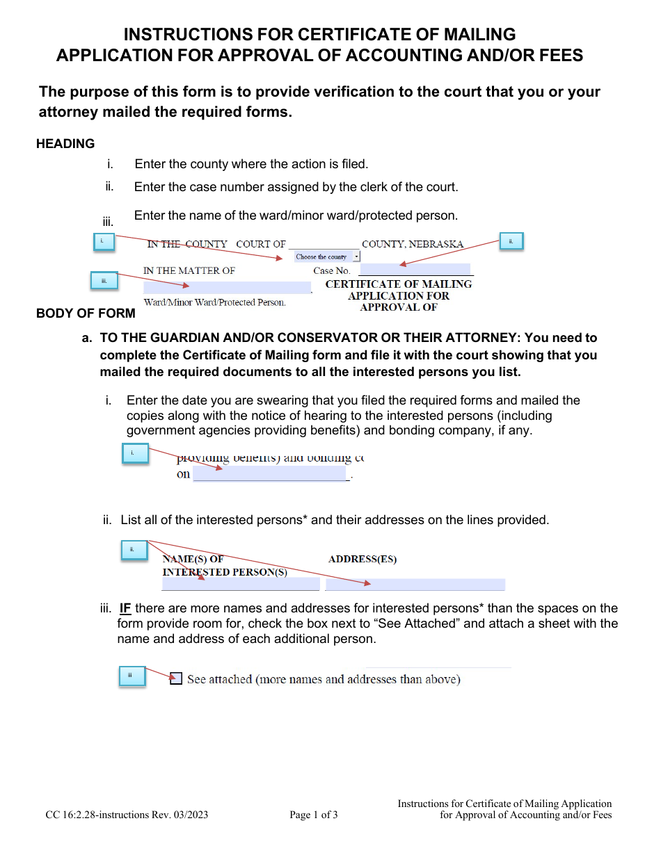 Download Instructions for Form CC16:2.28 Certificate of Mailing ...