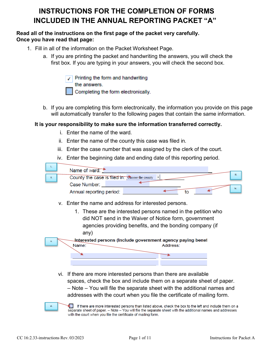 Download Instructions for Form CC16:2.33 Packet a - Guardianship Annual ...