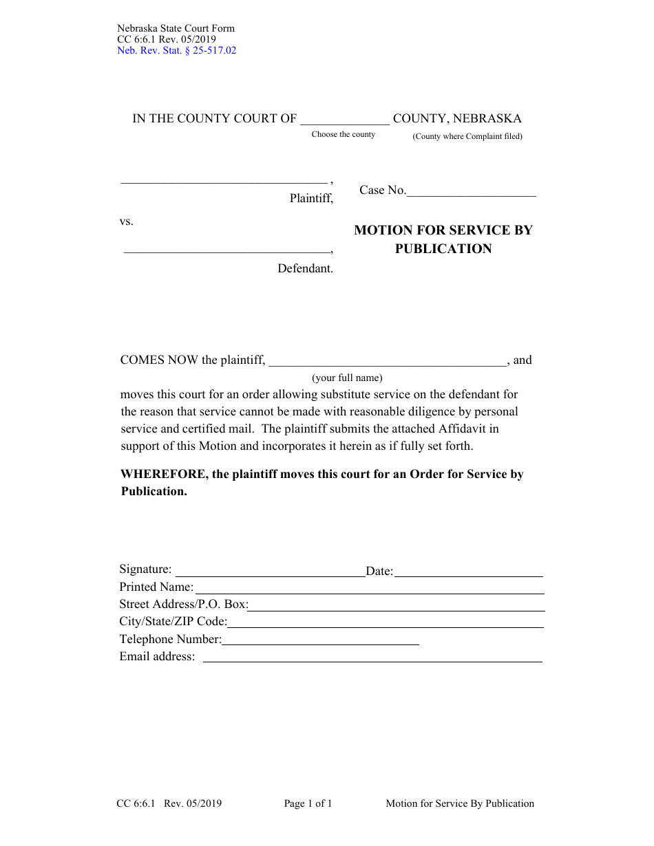 Form CC6:6.1 - Fill Out, Sign Online and Download Fillable PDF, Nebraska | Templateroller