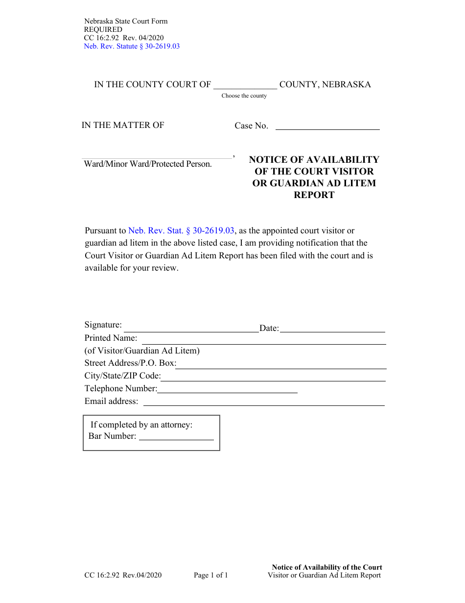 Form CC16:2.92 - Fill Out, Sign Online and Download Fillable PDF ...