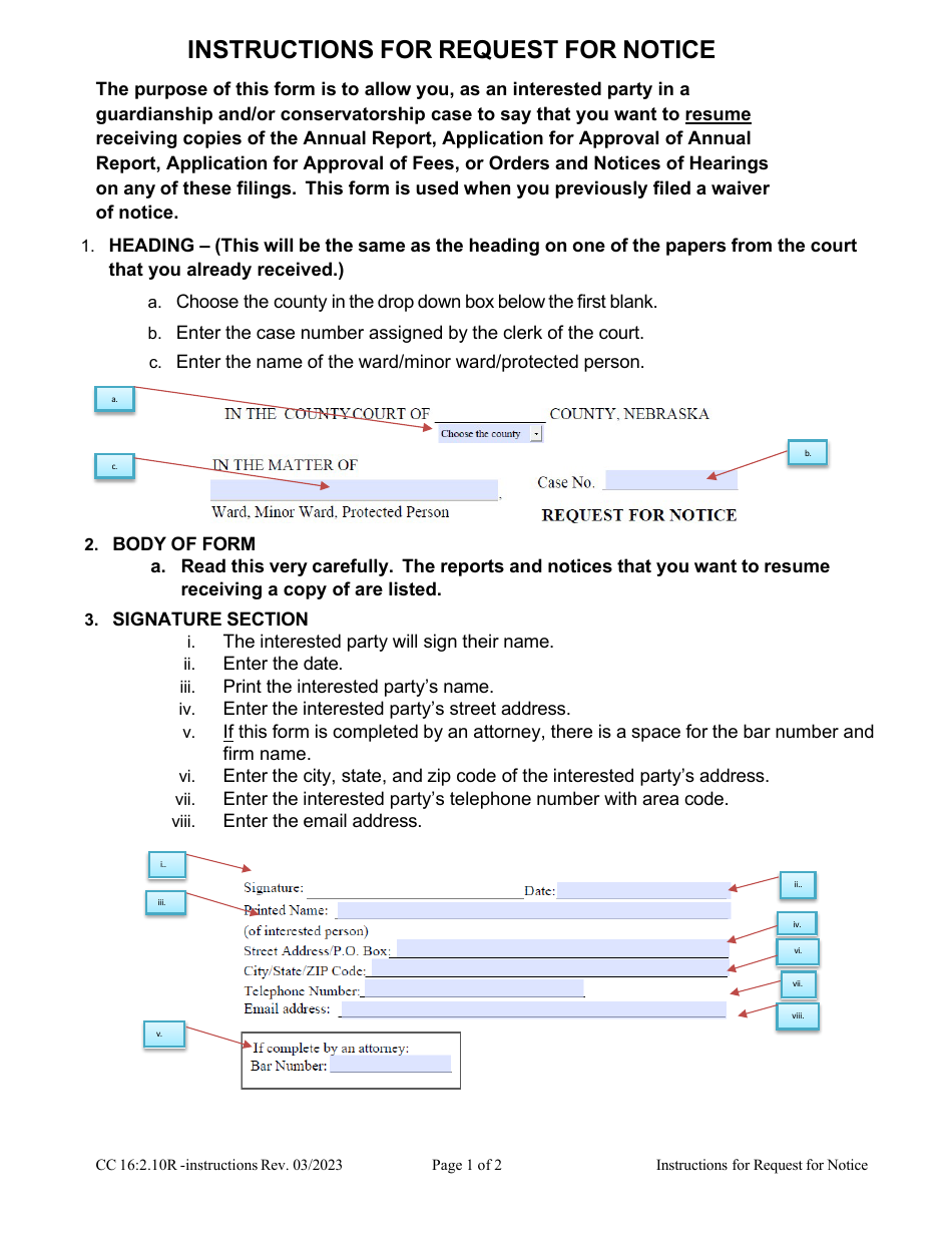 Download Instructions for Form CC16:2.10R Request for Notice PDF 2020 ...