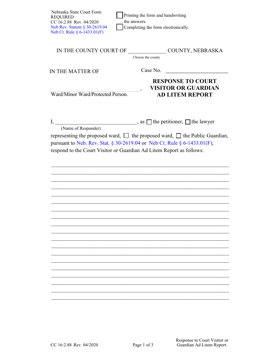 Form CC16:2.88 - Fill Out, Sign Online and Download Fillable PDF ...