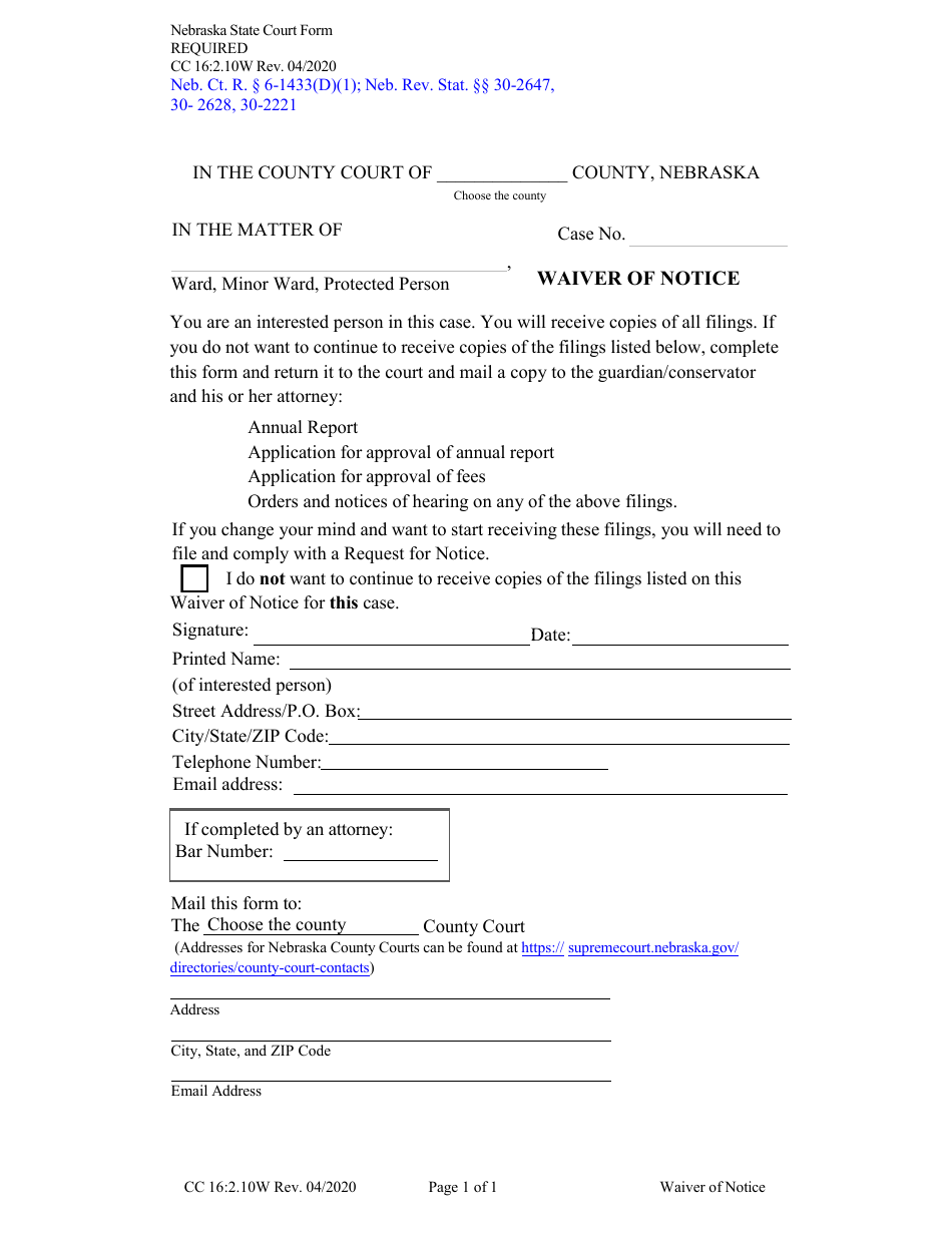 Form CC16:2.10W - Fill Out, Sign Online and Download Fillable PDF ...
