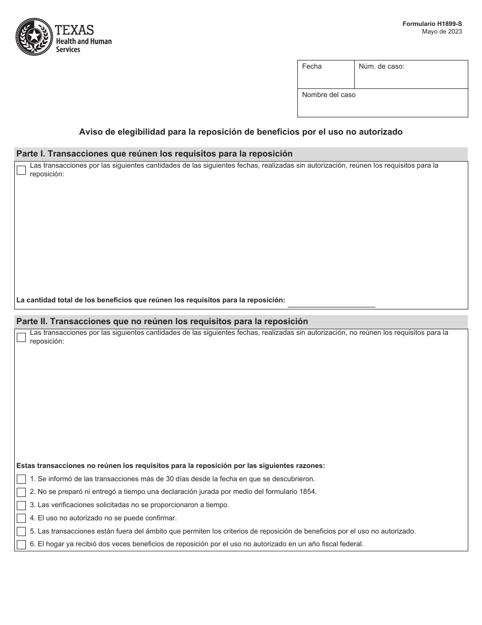 Formulario H1899-S - Fill Out, Sign Online and Download Fillable PDF ...