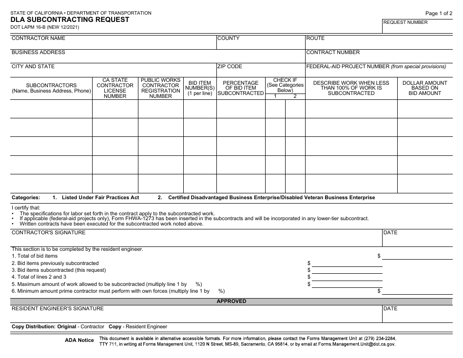Form DOT LAPM16-B - Fill Out, Sign Online and Download Fillable PDF ...