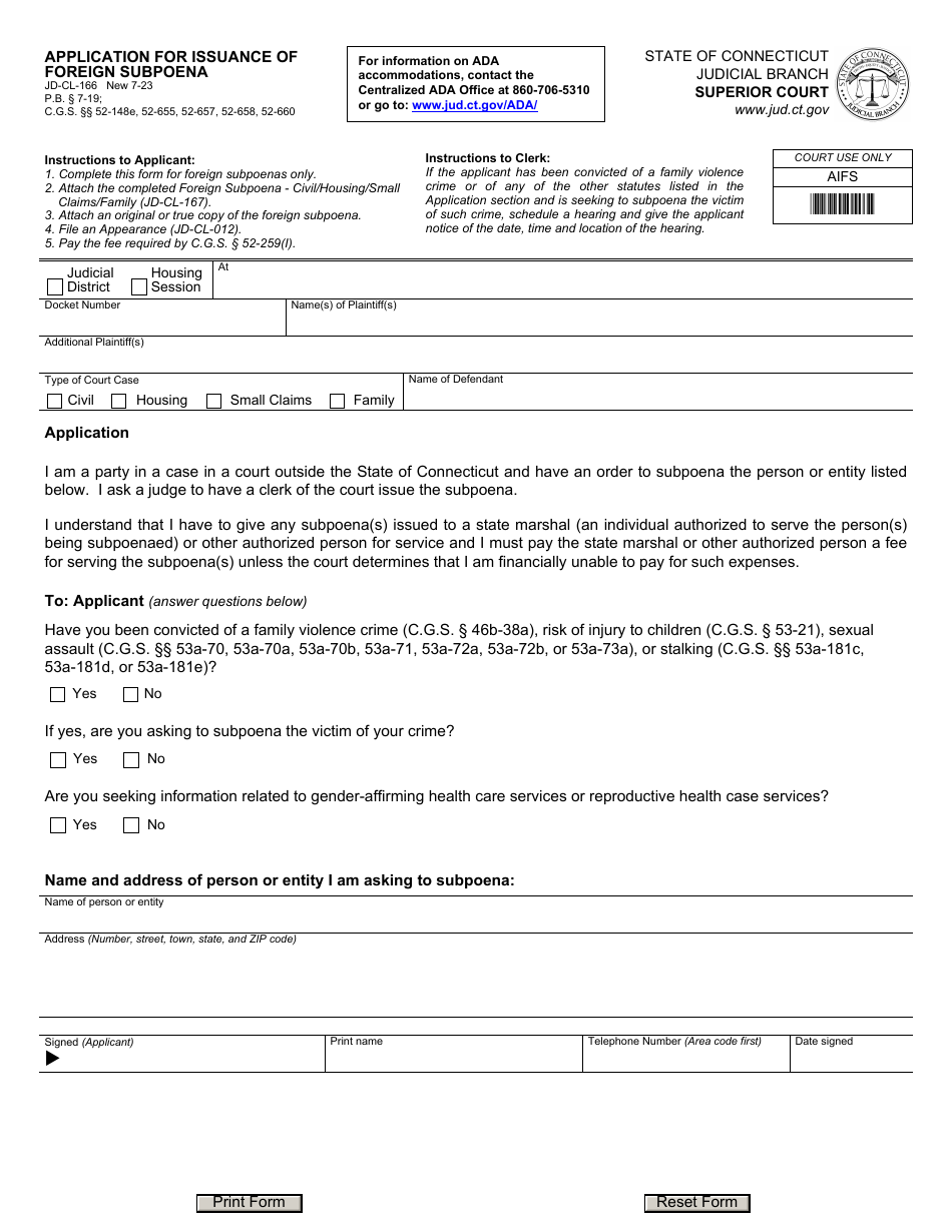 Form JD-CL-166 - Fill Out, Sign Online and Download Fillable PDF ...