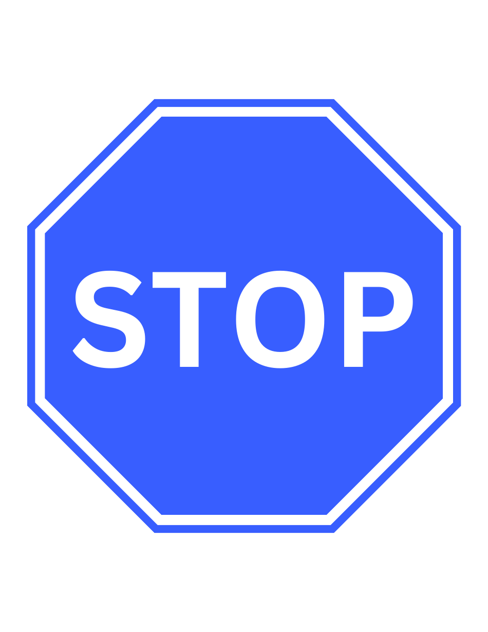 Stop Sign Template - Blue Download Printable PDF | Templateroller