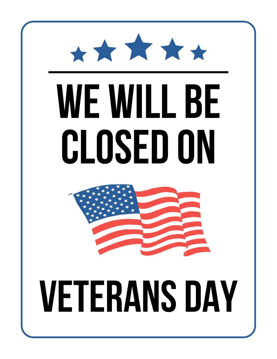 Closed Sign Template Veterans Day Download Printable PDF Templateroller