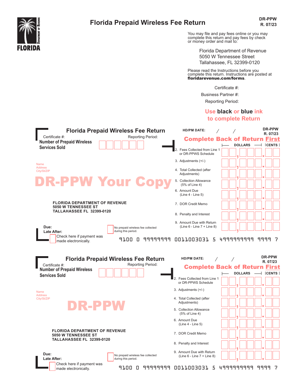 Form DR-PPW - Fill Out, Sign Online and Download Printable PDF, Florida ...