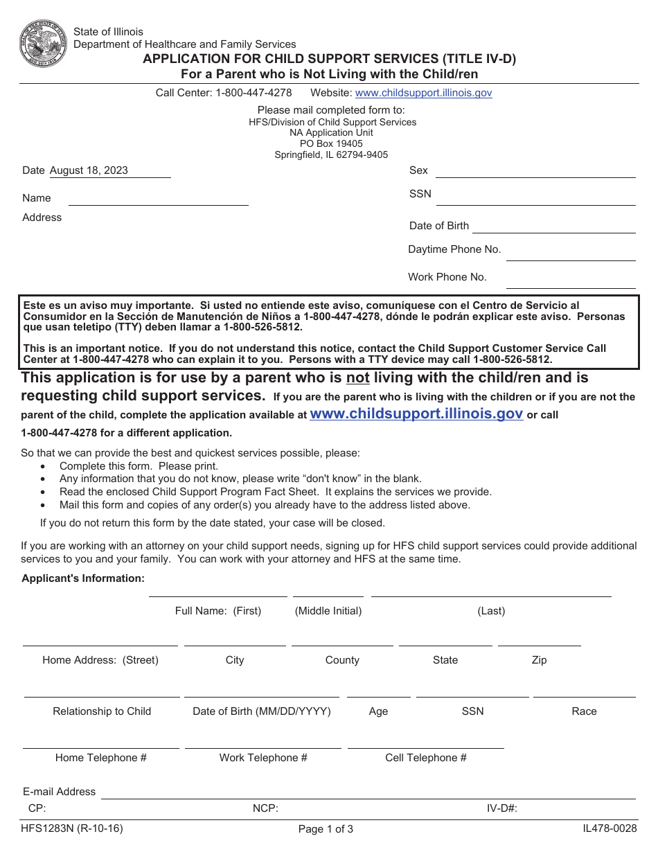 Form HFS1283N - Fill Out, Sign Online and Download Fillable PDF ...