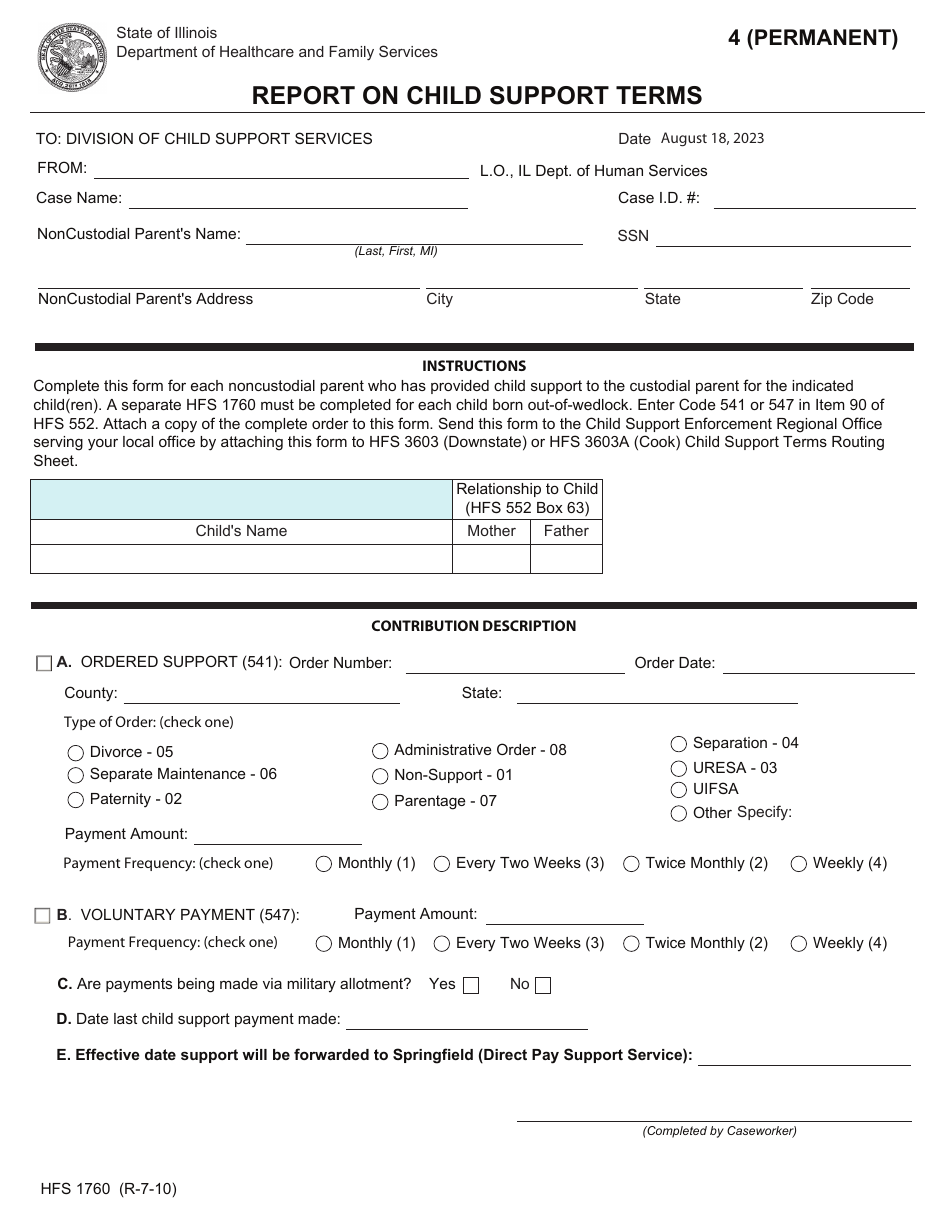 Form HFS1760 - Fill Out, Sign Online and Download Fillable PDF ...