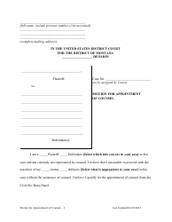 Montana Motion for Appointment of Counsel - Fill Out, Sign Online and ...