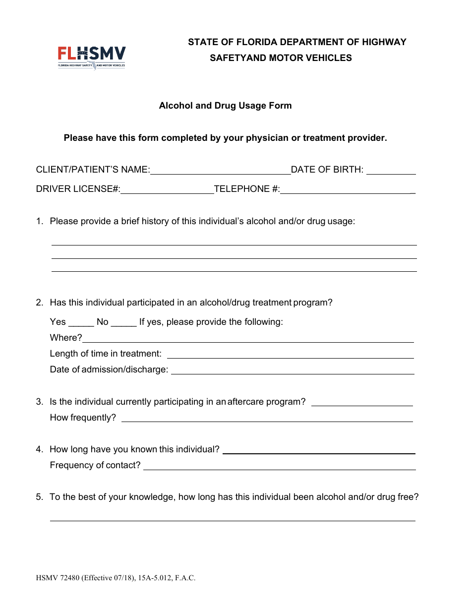 Form HSMV72480 - Fill Out, Sign Online and Download Printable PDF ...