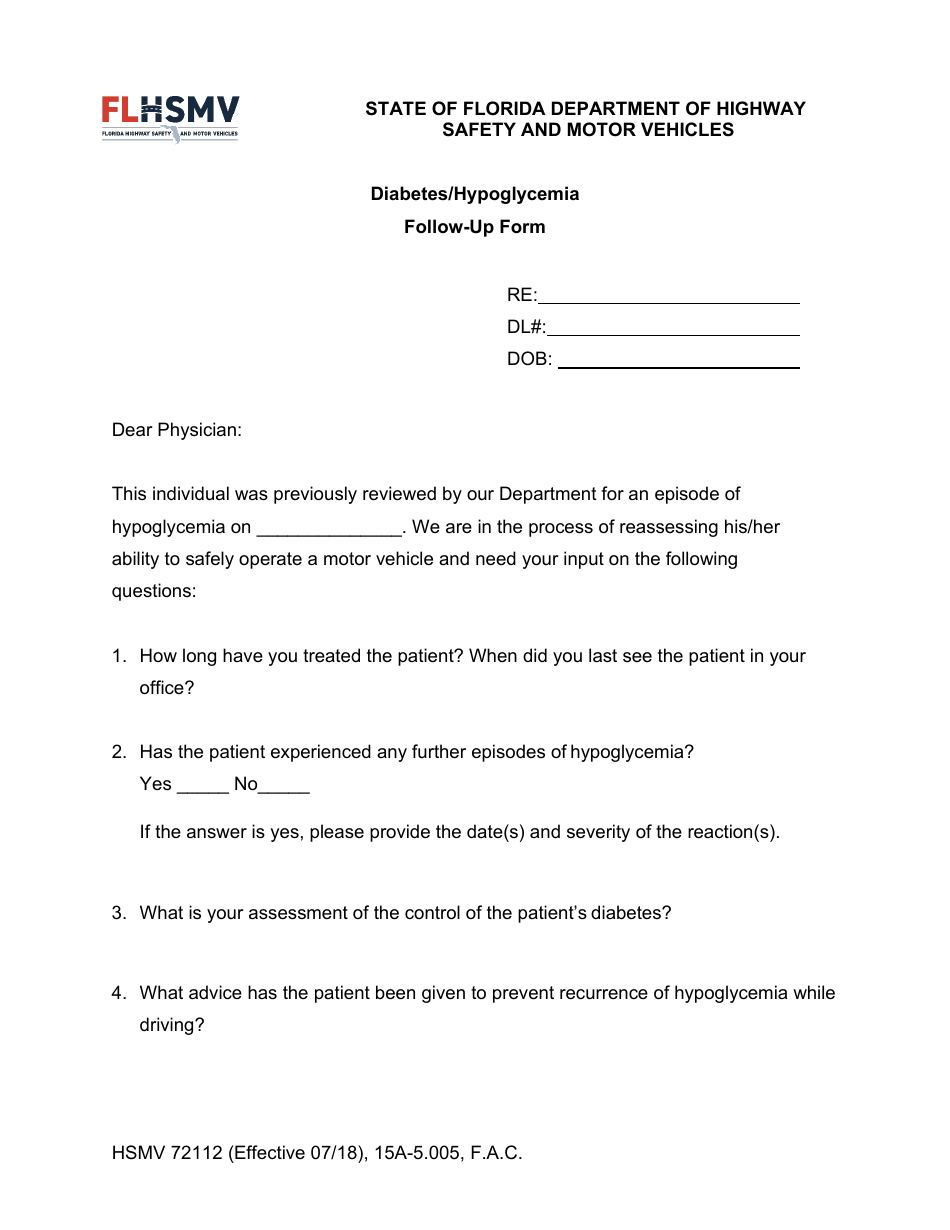 Form HSMV72112 - Fill Out, Sign Online and Download Printable PDF ...