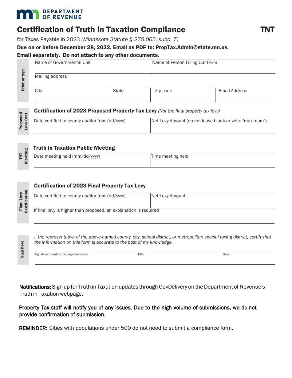 Form TNT - 2023 - Fill Out, Sign Online and Download Fillable PDF ...