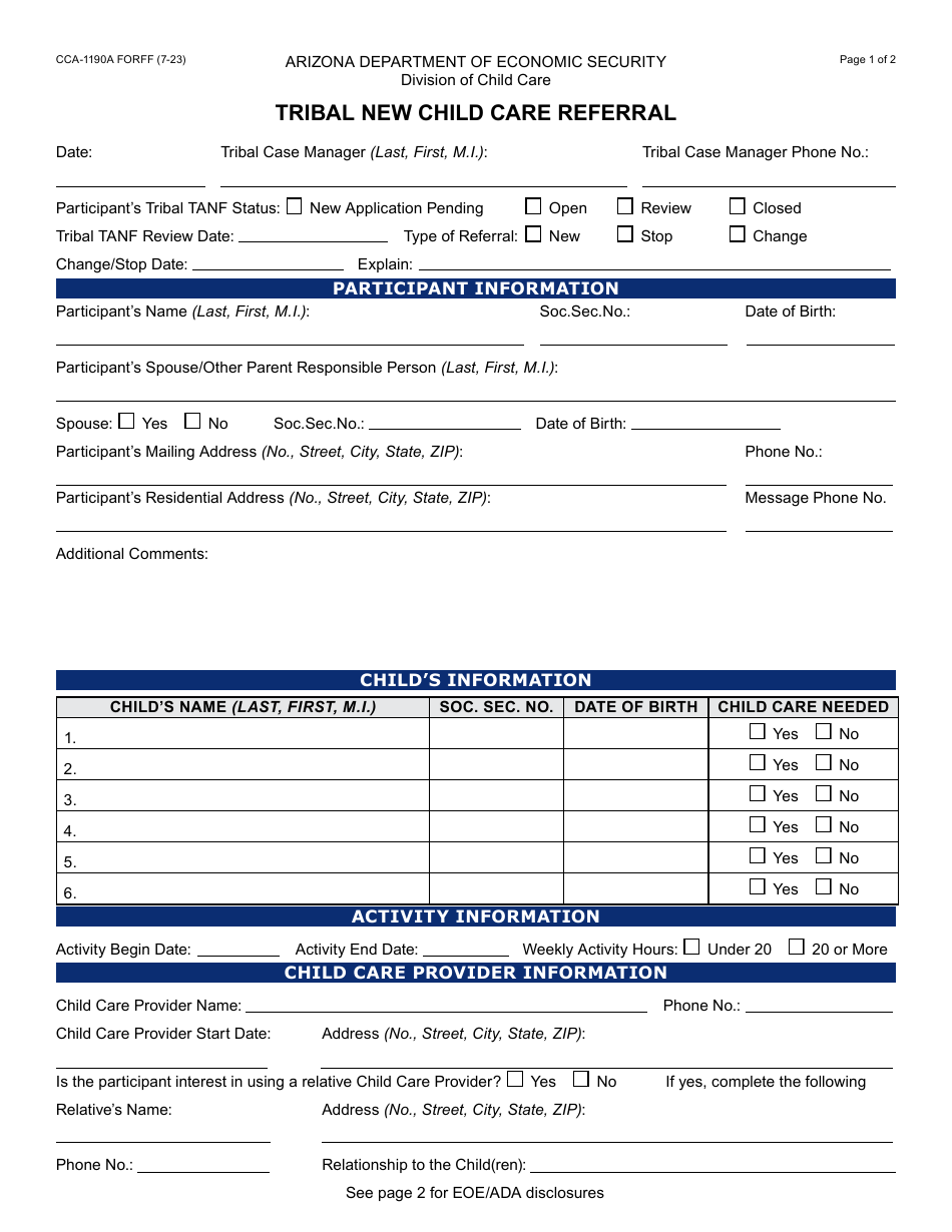Form CCA-1190A - Fill Out, Sign Online and Download Fillable PDF ...