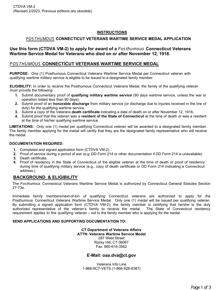 Form CTDVA VM-2 Download Printable PDF or Fill Online Posthumous ...