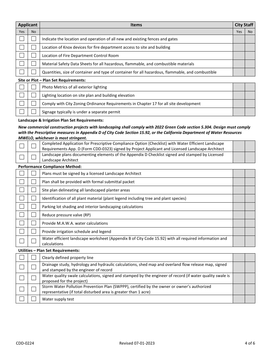 Form CDD-0224 Download Fillable PDF or Fill Online Commercial New ...