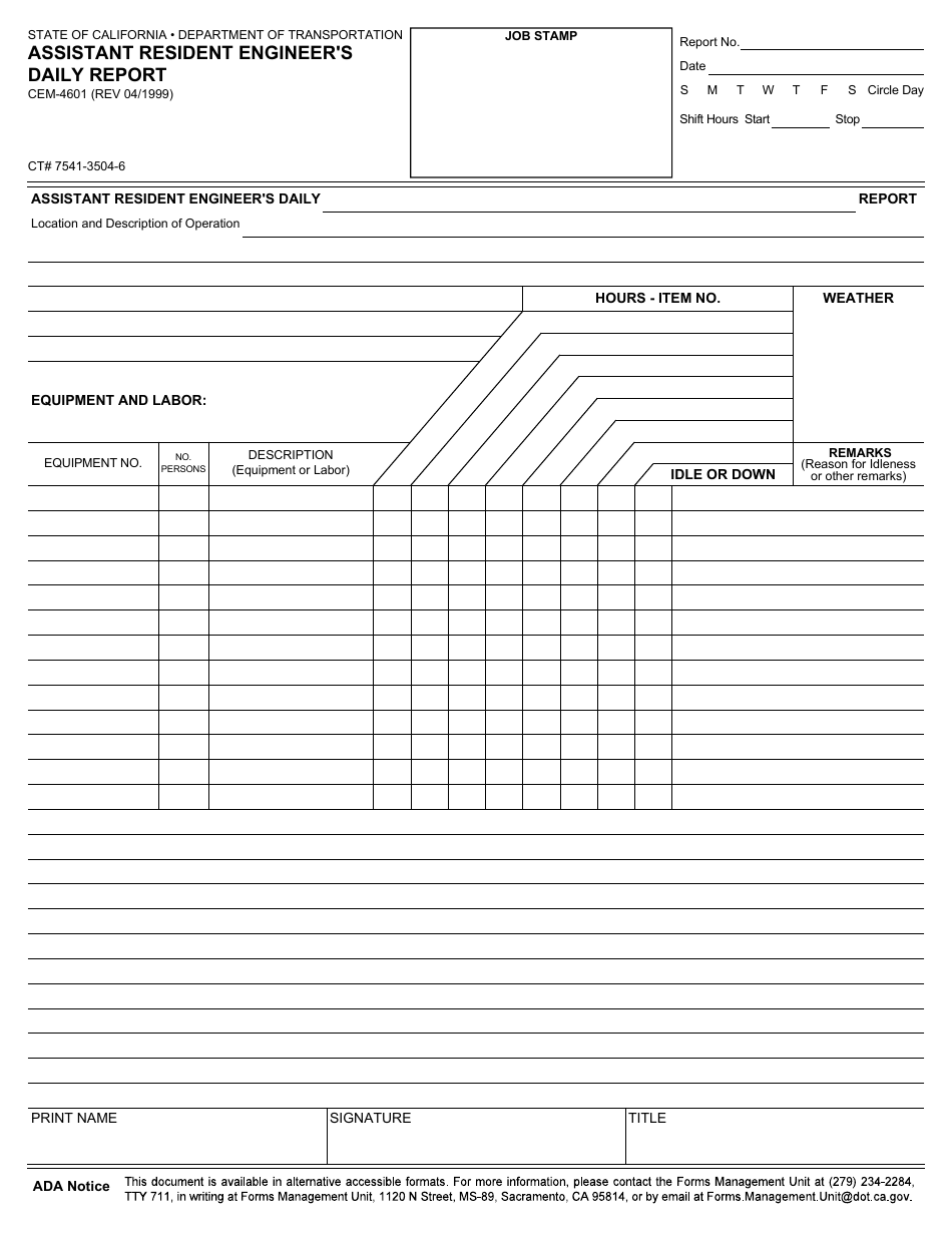 Form CEM-4601 - Fill Out, Sign Online and Download Fillable PDF ...