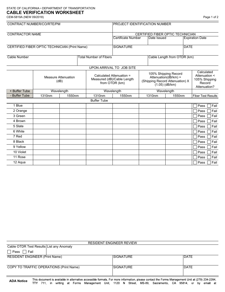 Form CEM-5819A - Fill Out, Sign Online and Download Fillable PDF ...