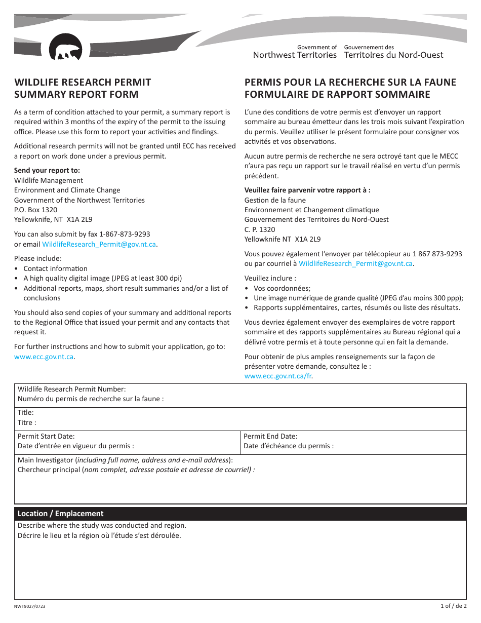 Form NWT9027 - Fill Out, Sign Online and Download Fillable PDF ...