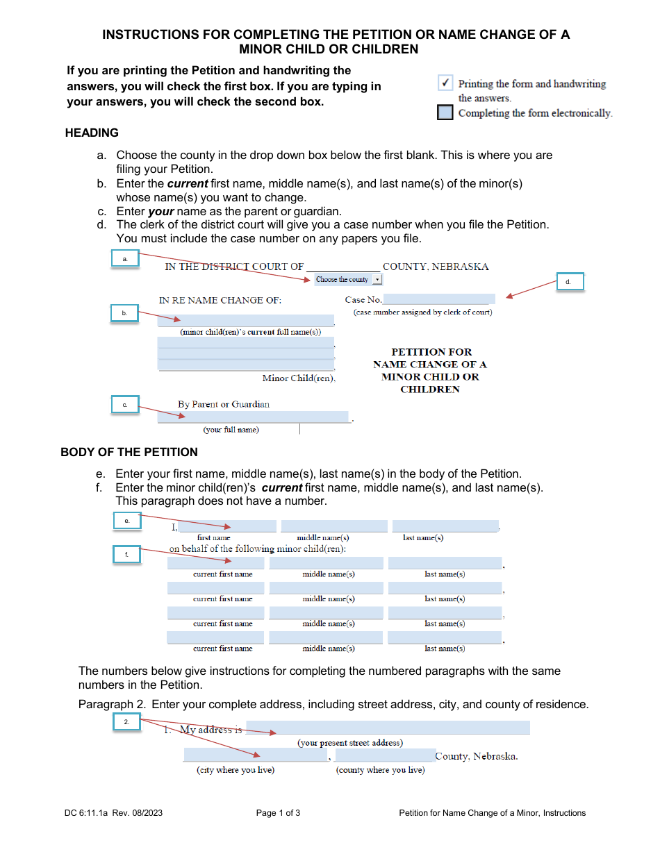 Download Instructions for Form DC6:11.1 Petition or Name Change of a ...