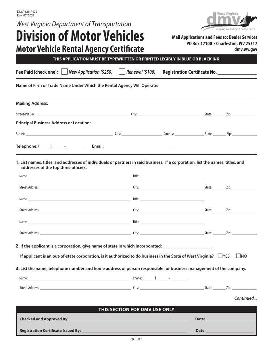 Form DMV-126-F-DS - Fill Out, Sign Online and Download Fillable PDF ...