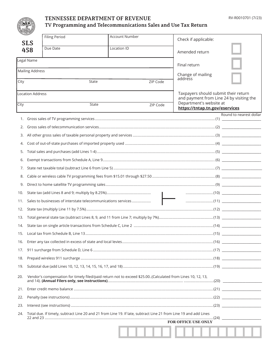 Form SLS458 (RV-R0010701) Download Printable PDF or Fill Online Tv ...