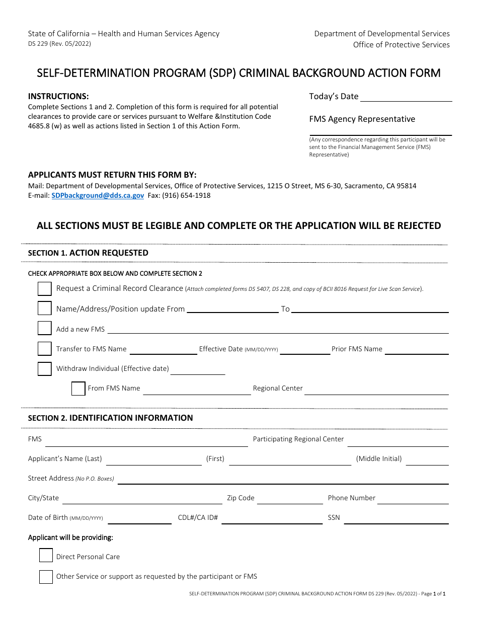 Form DS229 - Fill Out, Sign Online and Download Fillable PDF ...