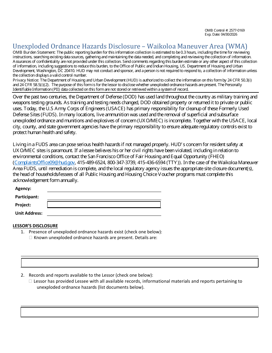 Form HUD-50164 - Fill Out, Sign Online and Download Fillable PDF ...
