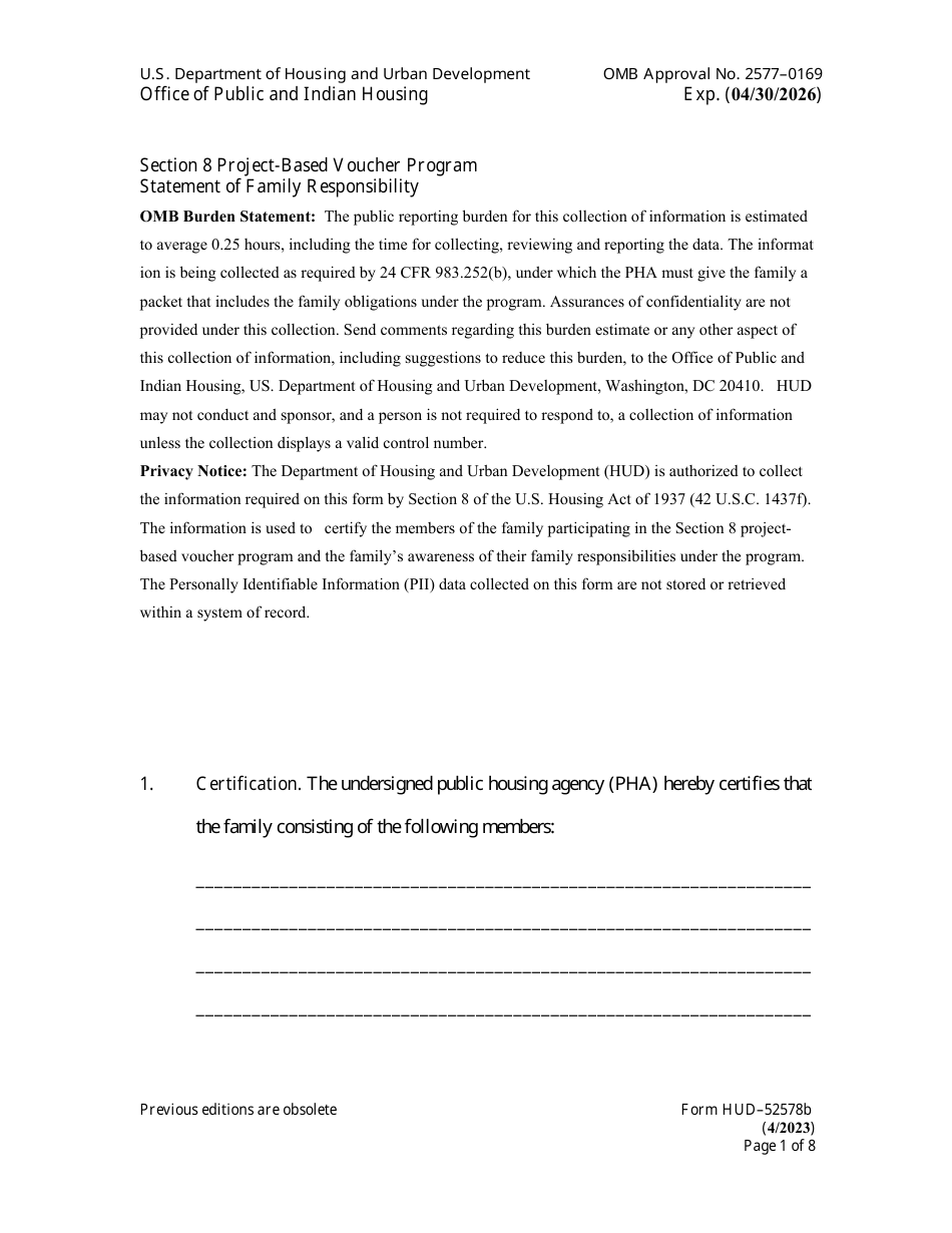 Form HUD-52578B - Fill Out, Sign Online and Download Fillable PDF ...