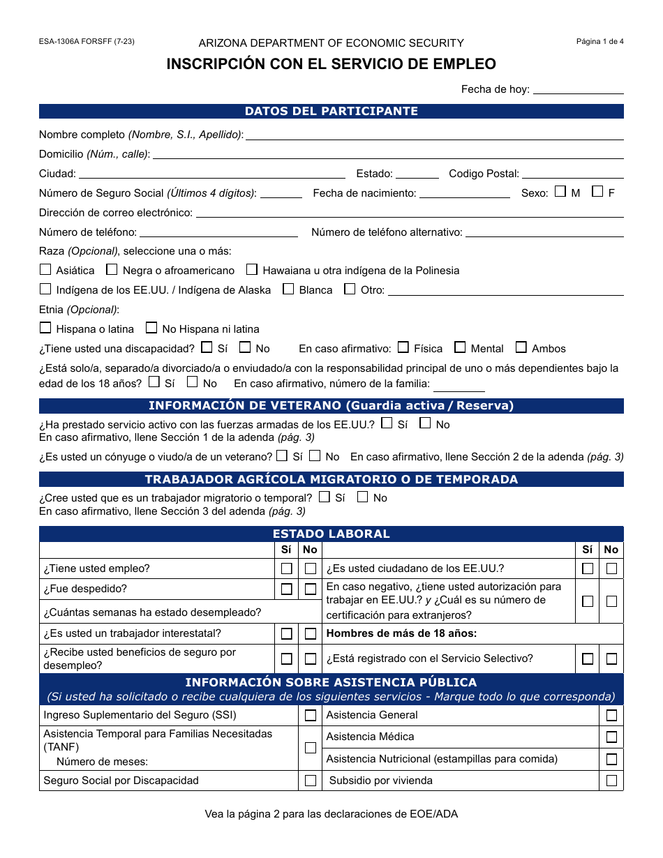 Formulario ESA-1306A-S - Fill Out, Sign Online and Download Fillable ...