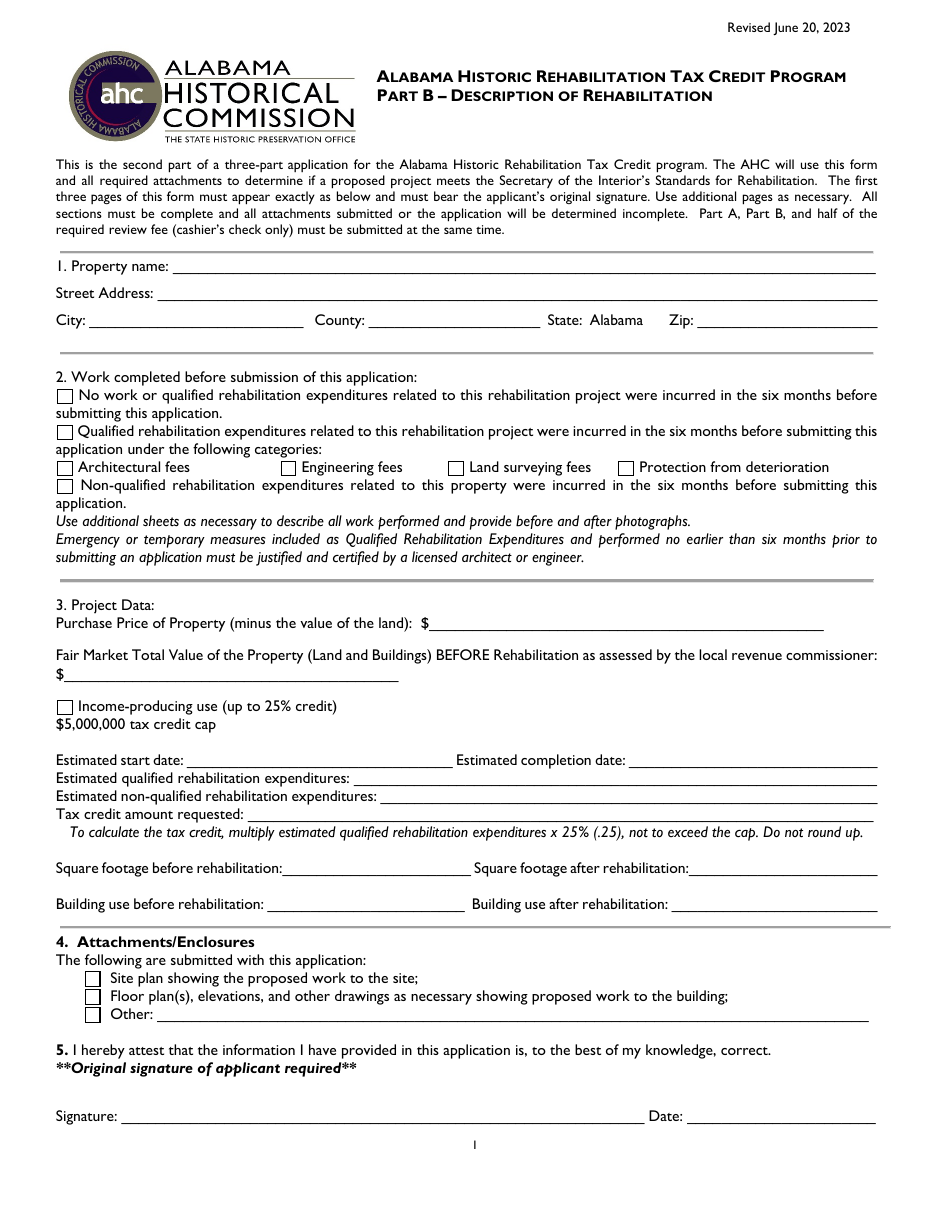 Part B Download Fillable PDF or Fill Online Description of ...