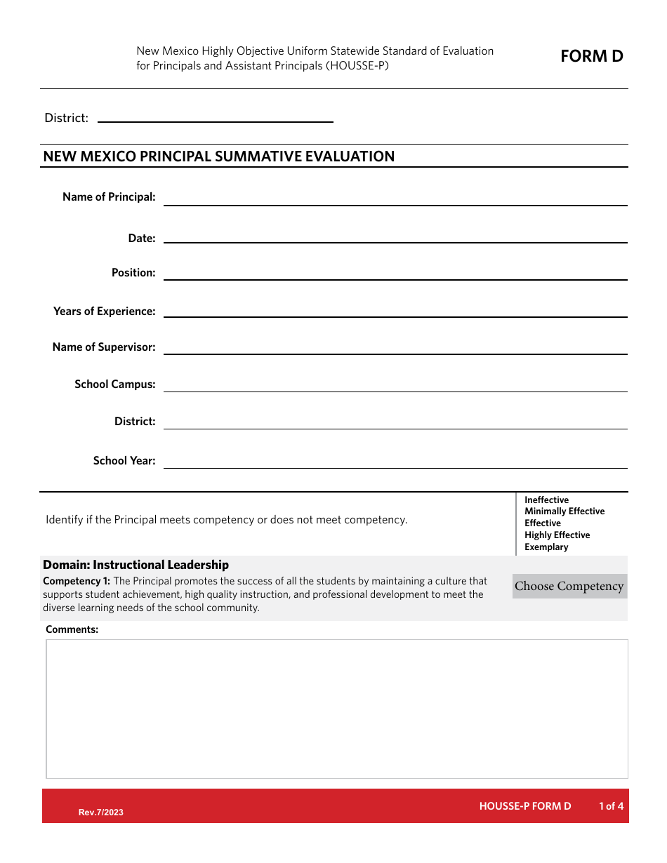 Form D - Fill Out, Sign Online and Download Fillable PDF, New Mexico ...