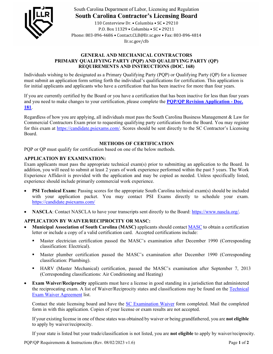 Form DOC168 - Fill Out, Sign Online and Download Fillable PDF, South ...