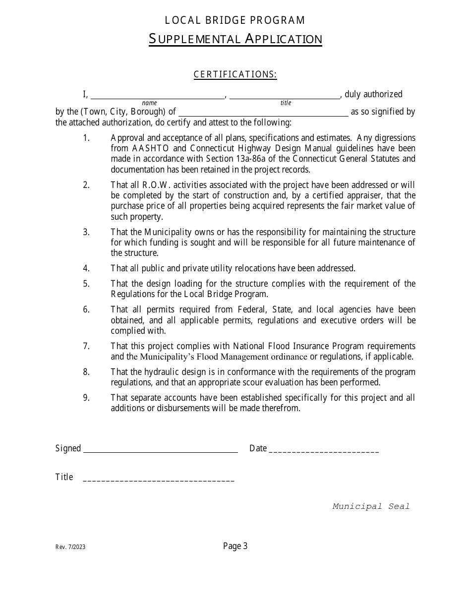 Connecticut Supplemental Application - Local Bridge Program - Fill Out, Sign Online and Download ...