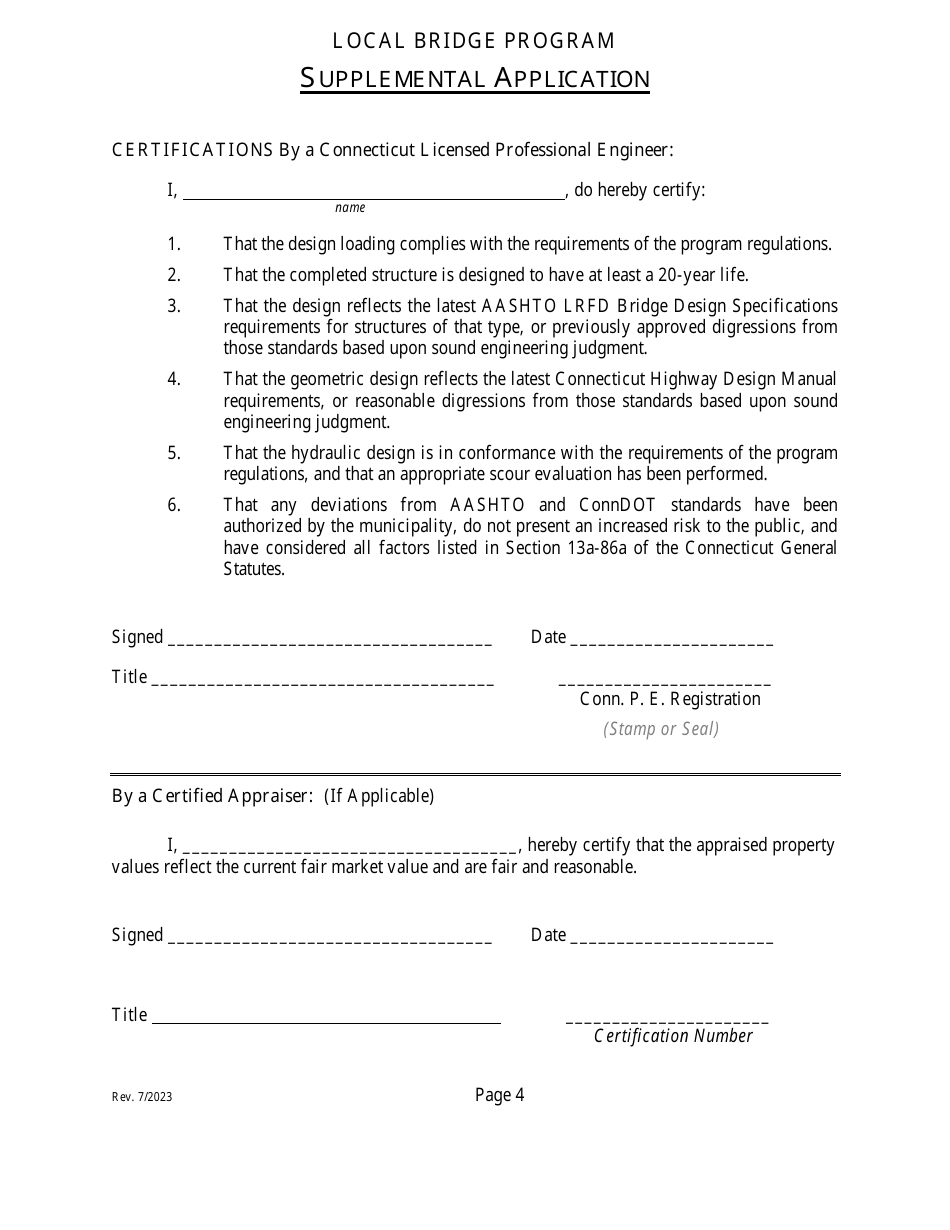 Connecticut Supplemental Application - Local Bridge Program - Fill Out, Sign Online and Download ...