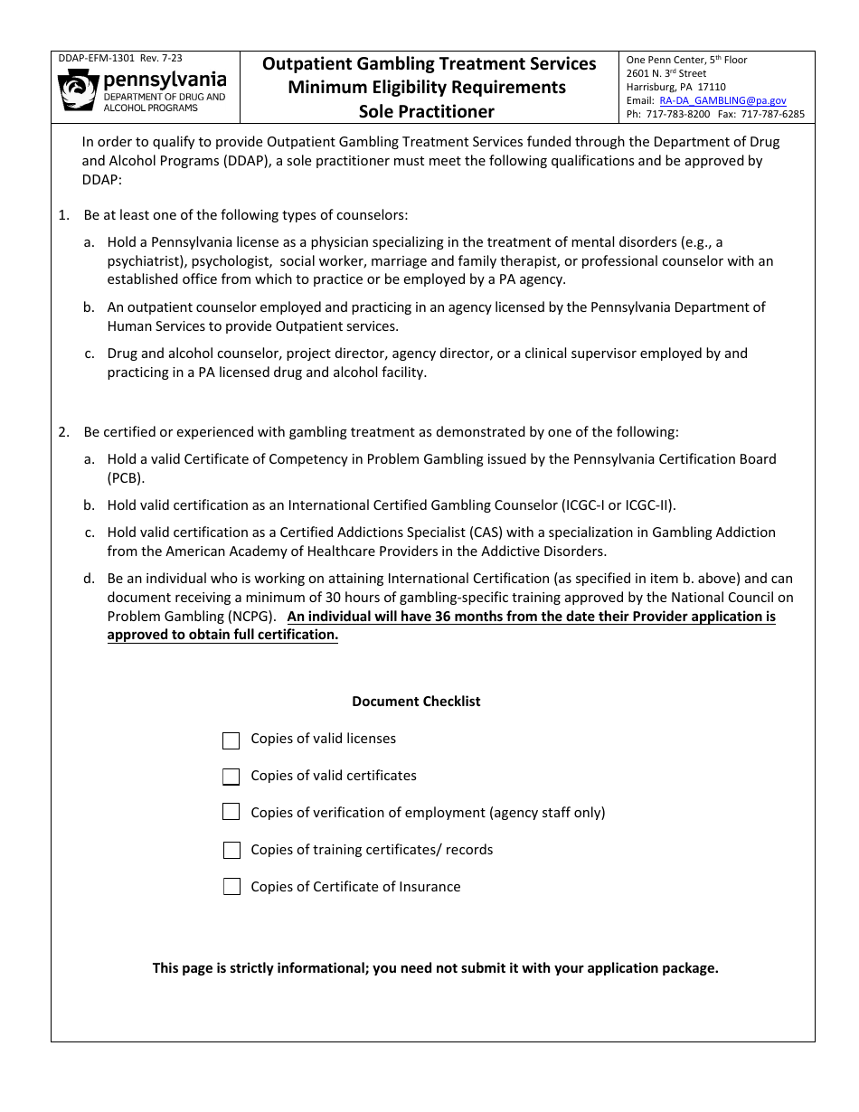 Form DDAP-EFM-1301 Download Fillable PDF or Fill Online Outpatient ...