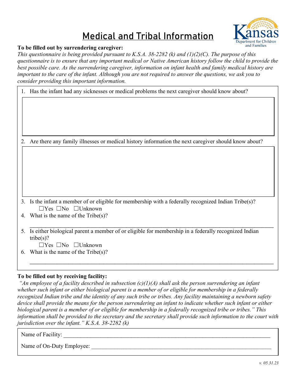 Kansas Medical and Tribal Information - Fill Out, Sign Online and ...