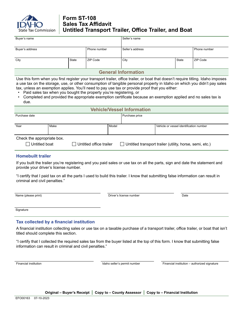 Form ST-108 (EFO00163) - Fill Out, Sign Online and Download Fillable ...