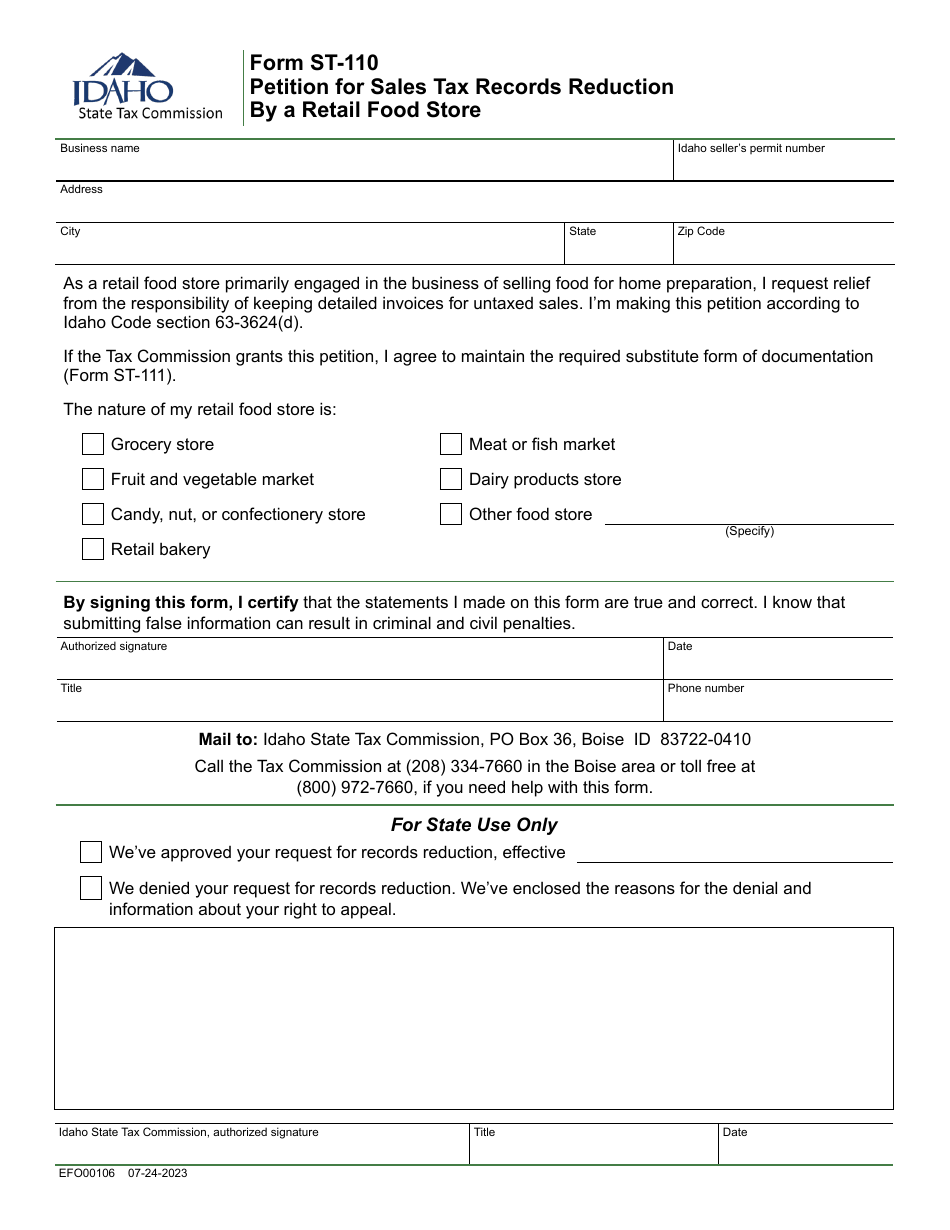 Form ST-110 (EFO00106) - Fill Out, Sign Online and Download Fillable ...