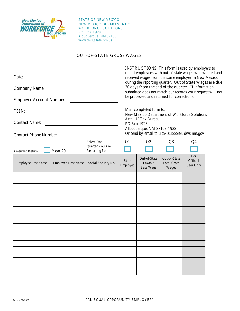 New Mexico Out-of-State Gross Wages - Fill Out, Sign Online and ...