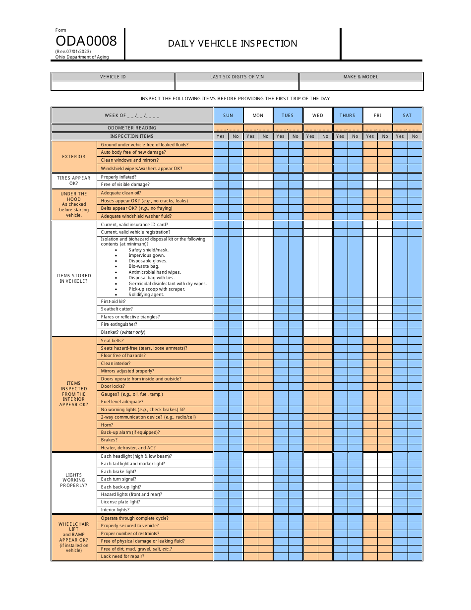 Form ODA0008 - Fill Out, Sign Online and Download Fillable PDF, Ohio ...