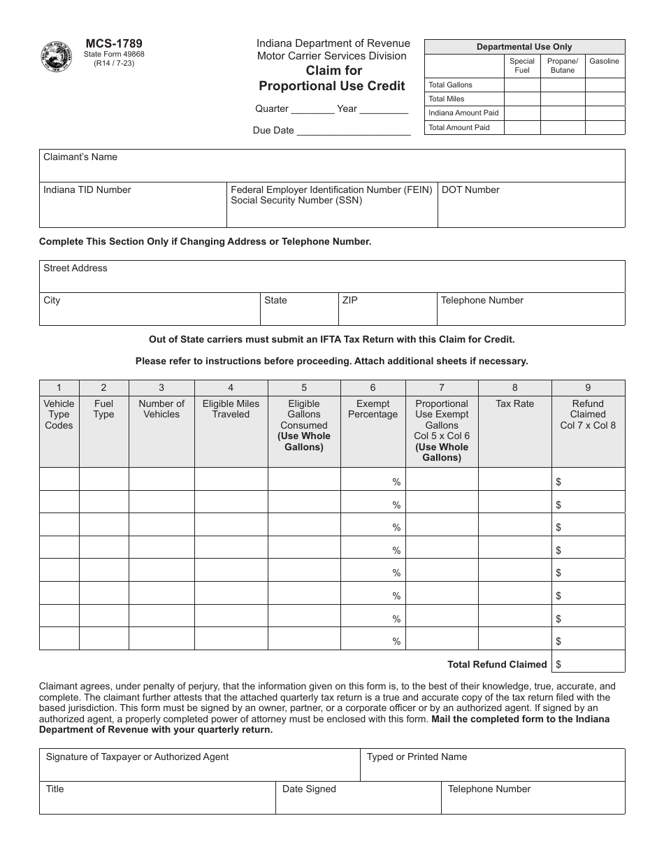 Form MCS-1789 (State Form 49868) Download Fillable PDF or Fill Online ...