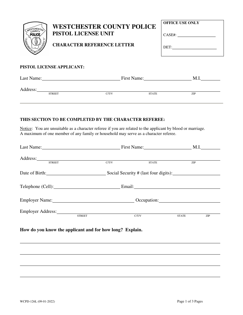 Form WCPD-126L - Fill Out, Sign Online and Download Printable PDF, New York | Templateroller